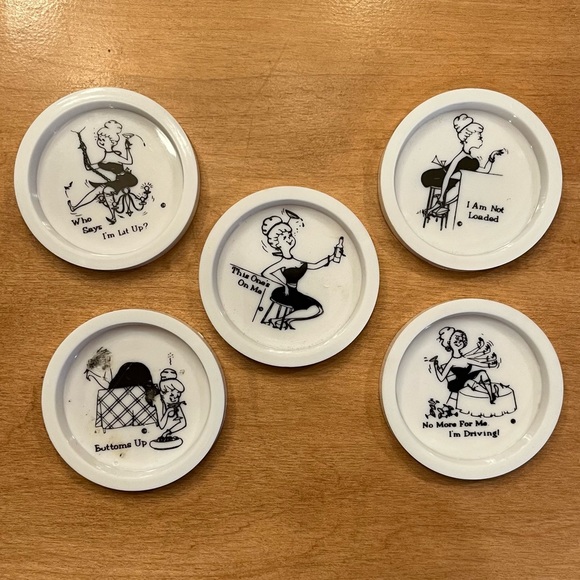 Dining | Vintage Cheekynaughty Coasters With Adorable Blackwhite ...
